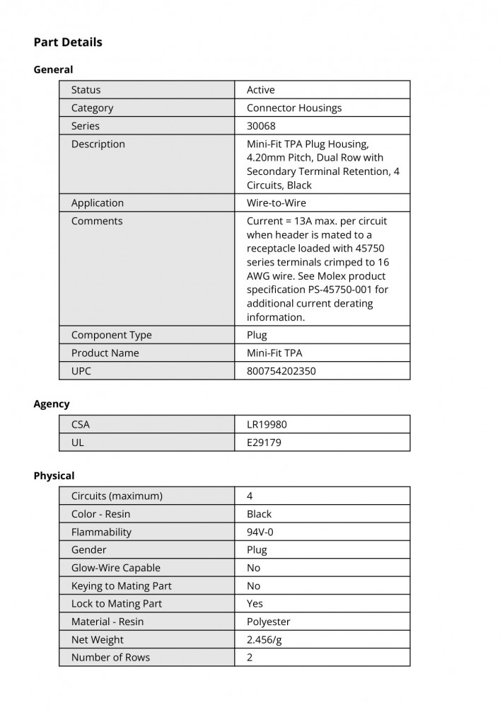 Mini-Fit Plus HCS specification page 2
