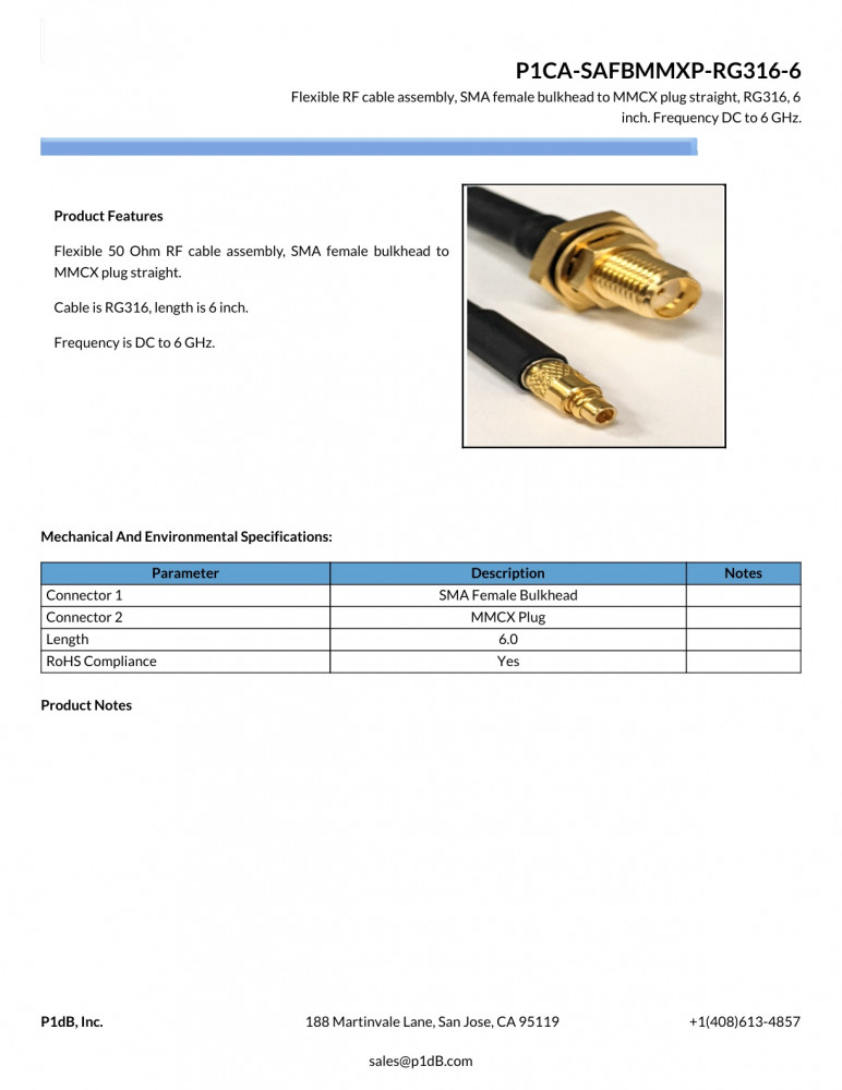P1CA-SAFBMMXP-RG316-6 product documentation image