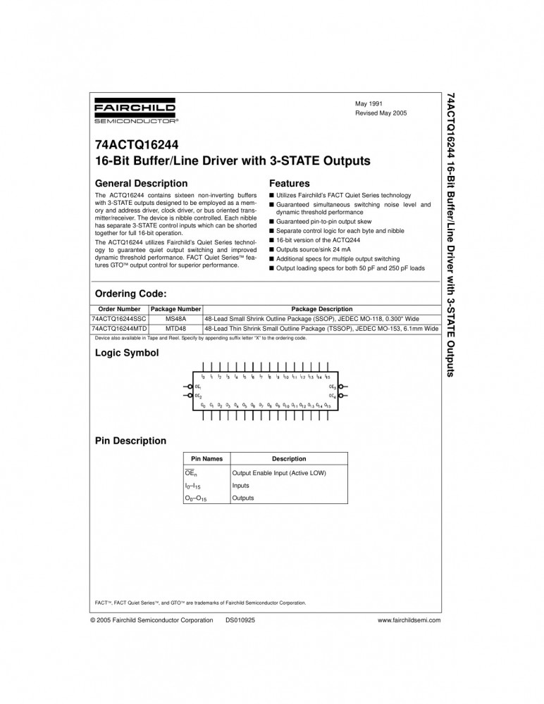 74ACTQ16244 datasheet page 2
