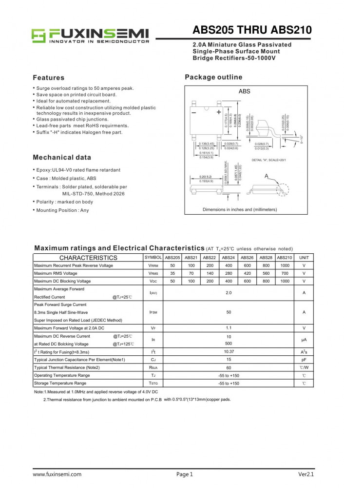 ABS210 datasheet page 1