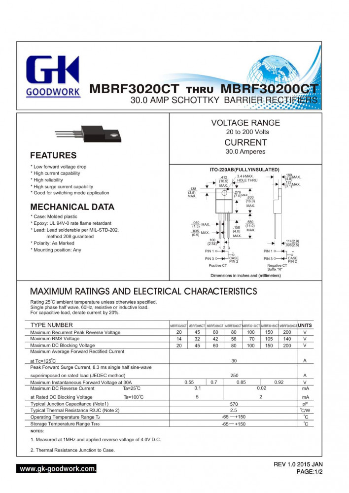 MBRF3060CT datasheet page 1