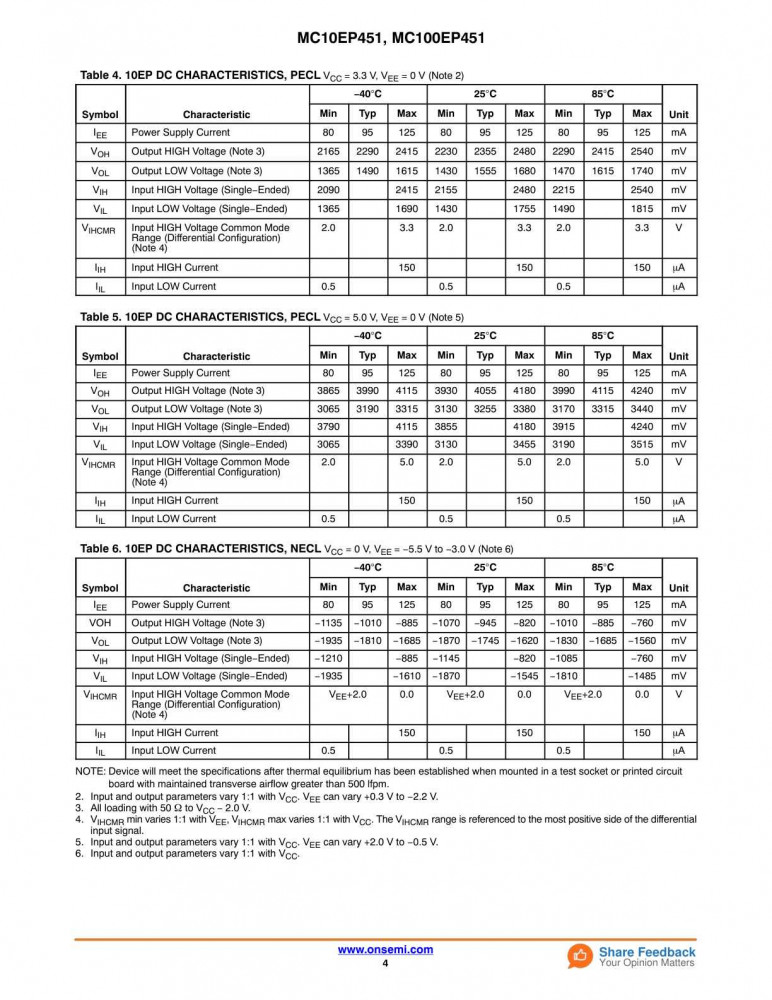 MC10EP451 datasheet page 4