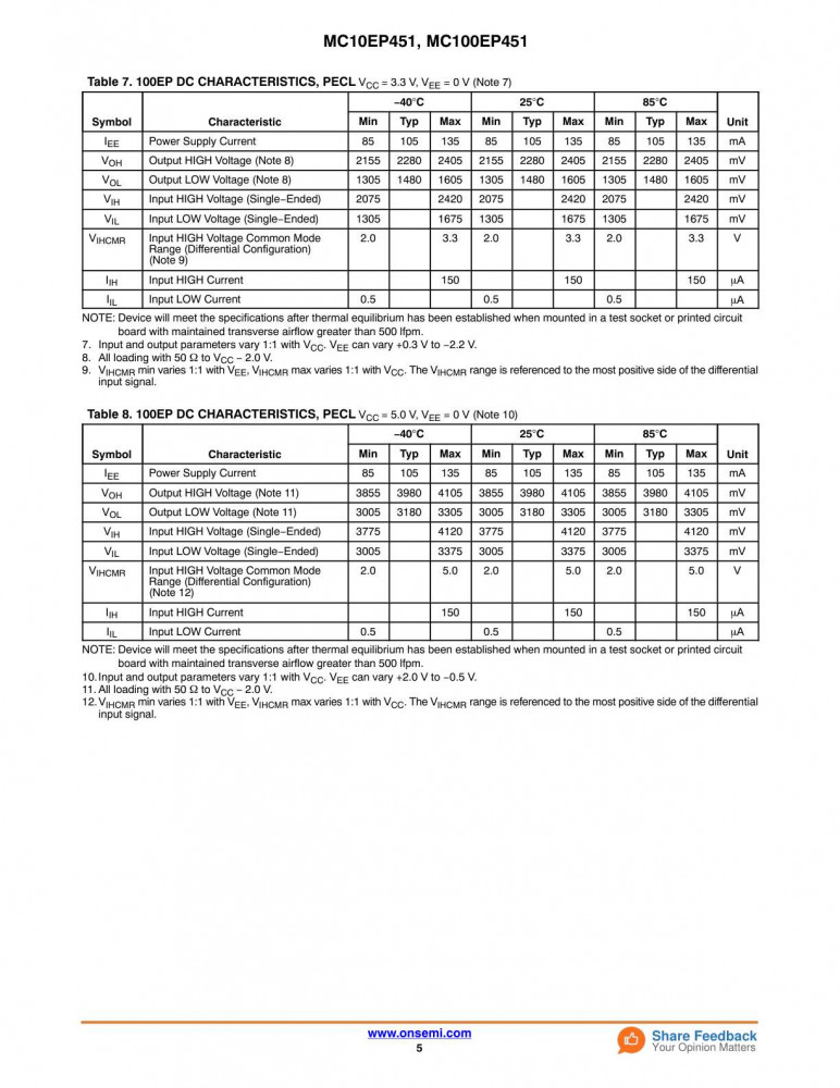 MC10EP451 datasheet page 5