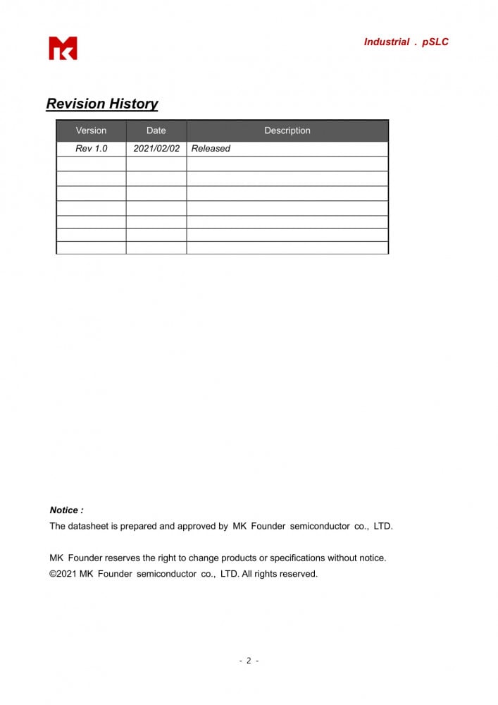 MK microSD datasheet page 2
