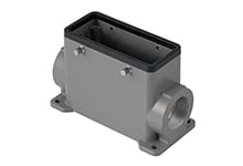 Heavy-Duty Standard (STD) Double Lever Surface Mount Housing, Die-cast Aluminum, with 4 Pegs, with Gasket, Size 10B «57x27», Pg21x2 Thread, High Construction, Grey