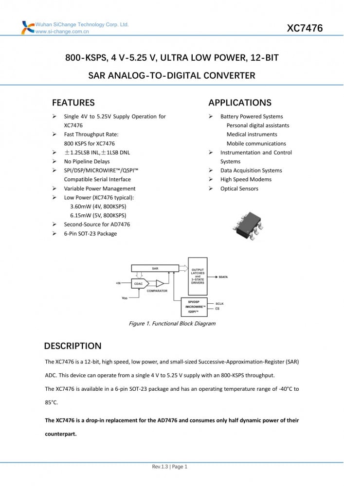 XC7476 datasheet page 1