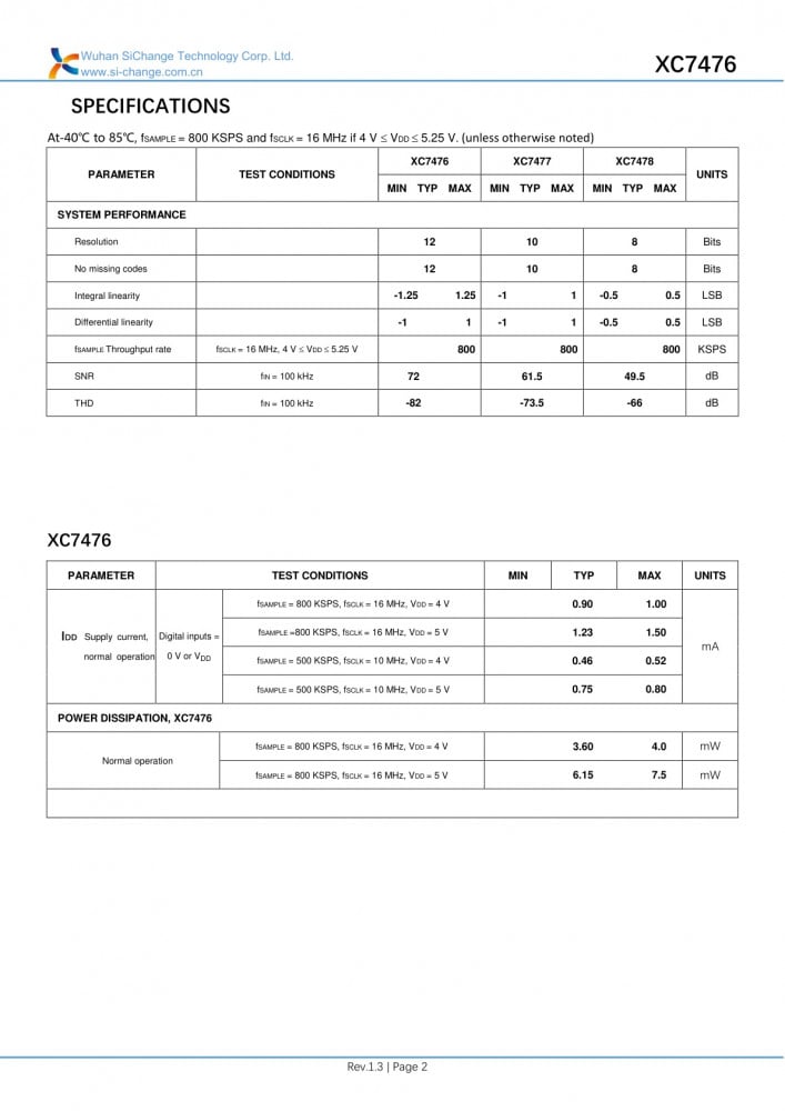 XC7476 datasheet page 2