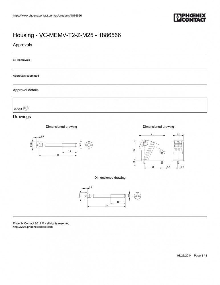 Phoenix Contact VC-MEMV-T2-Z-M25 dimensioned drawing 3
