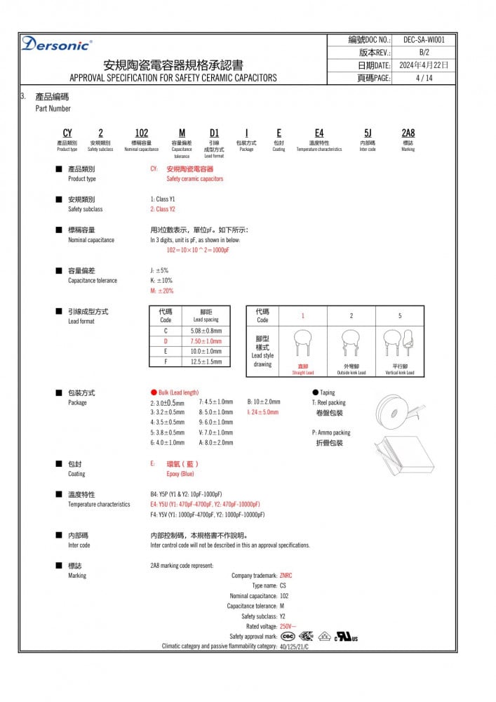 CY2102MD1IEE45J2A8 approval specification page 5