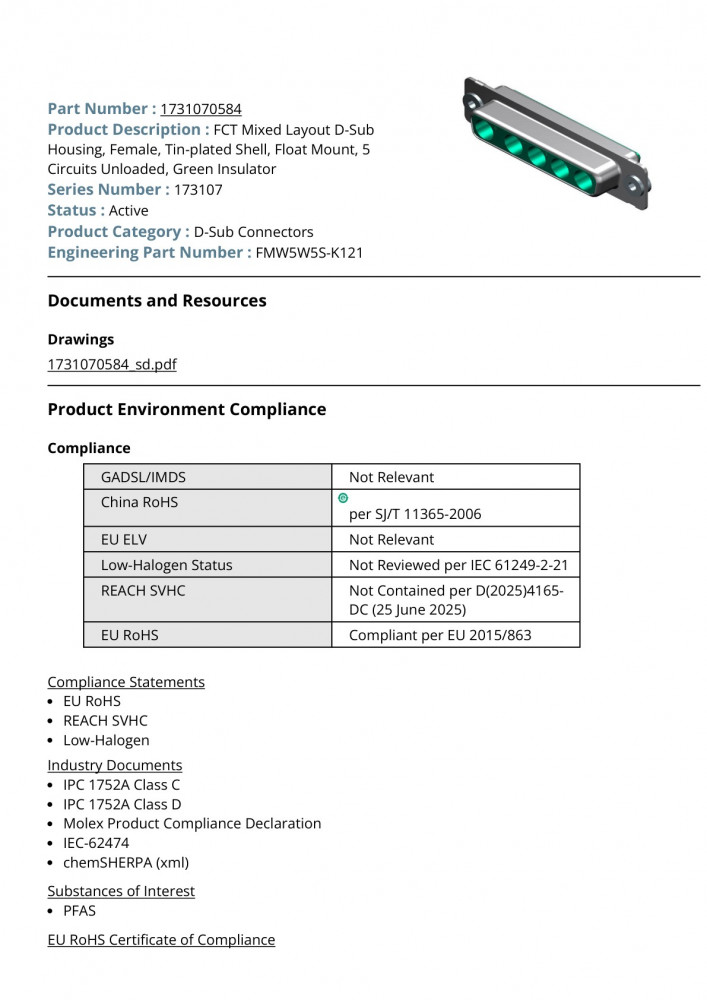 MOLEX 1731070584 technical document image 1