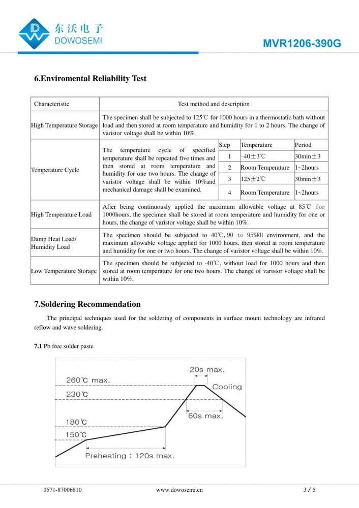 DOWO MVR1206-390G datasheet page 3