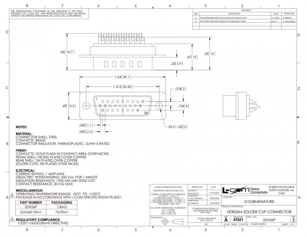 SDH26P-TRAY technical document preview