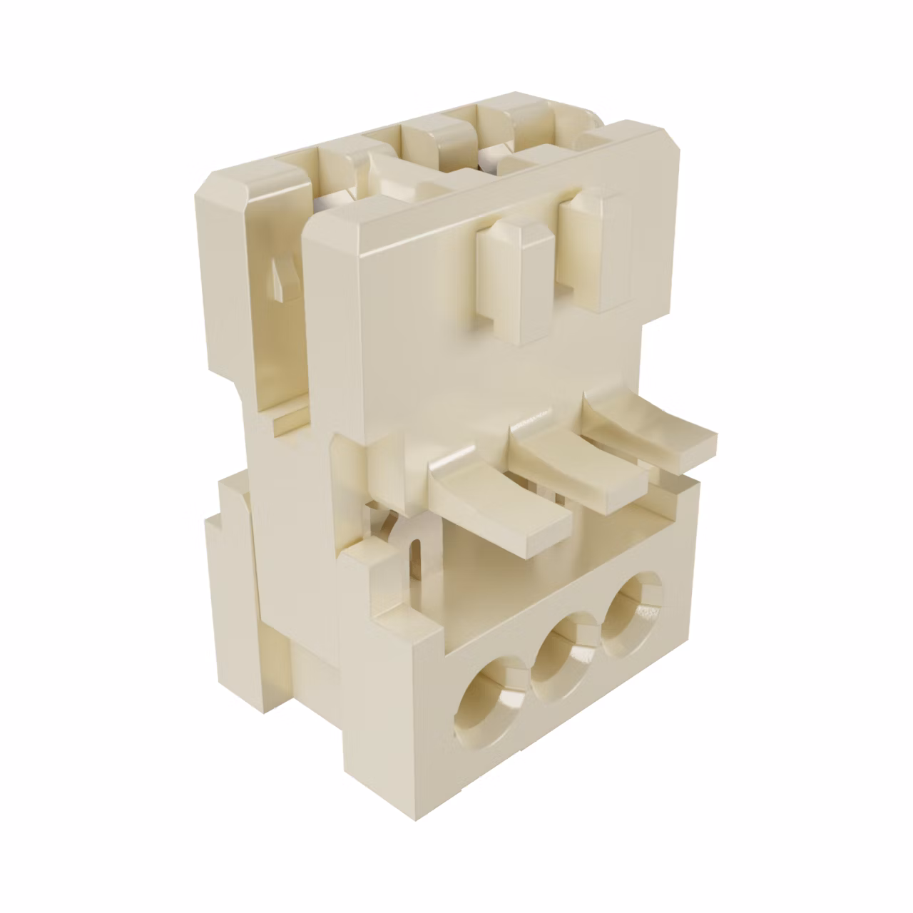 Appli-Mate RAST 2.5 Connector, 2.50mm Pitch, Female, 3 Circuits, Positions A and D Removed, Polarizing Rib Between 1/2, Locking Pips, 1 Slotted and 1 Open Endwall, Tin Plating for sale