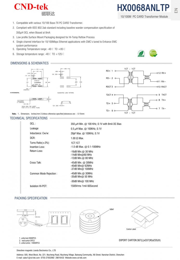 HX0068ANLTP-CND technical document page