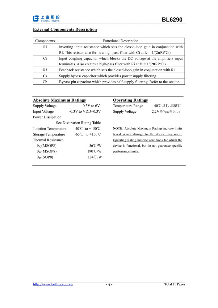 BL6290 datasheet page 4
