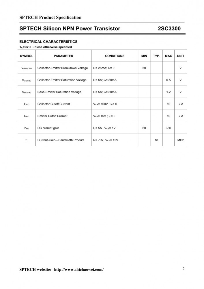 SPTECH 2SC3300 datasheet page 2