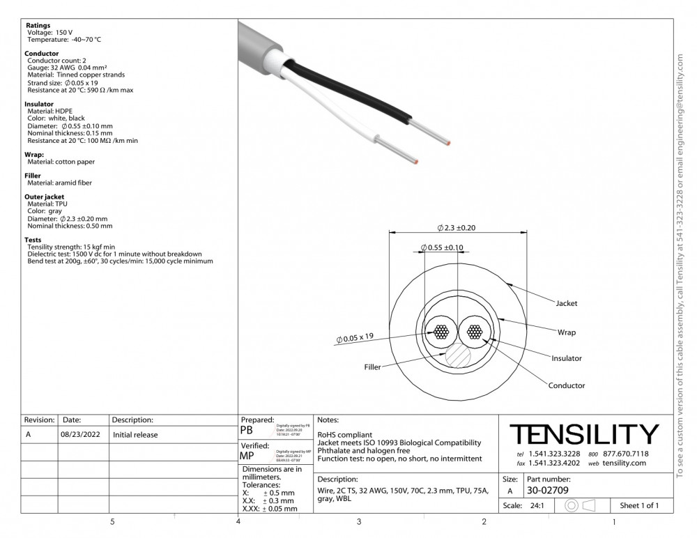 30-02709 cable specification drawing and construction details