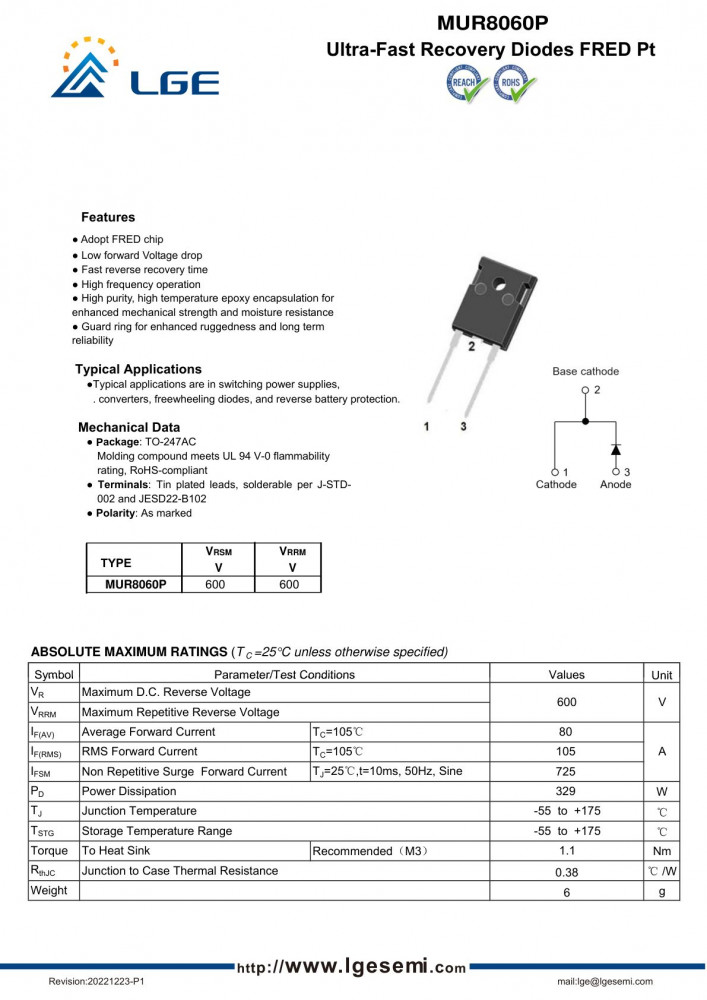 MUR8060P datasheet page 1