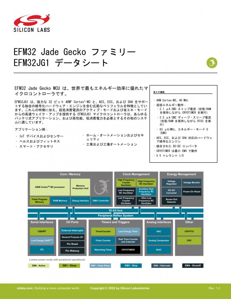 EFM32JG1 datasheet page 1