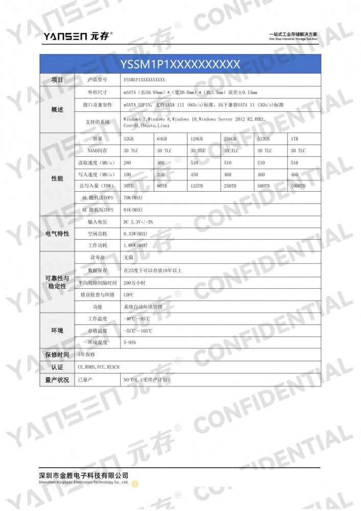 YSSM1P1 series technical document page 2