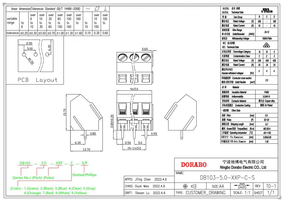 DORABO DB103-5.0 customer drawing preview