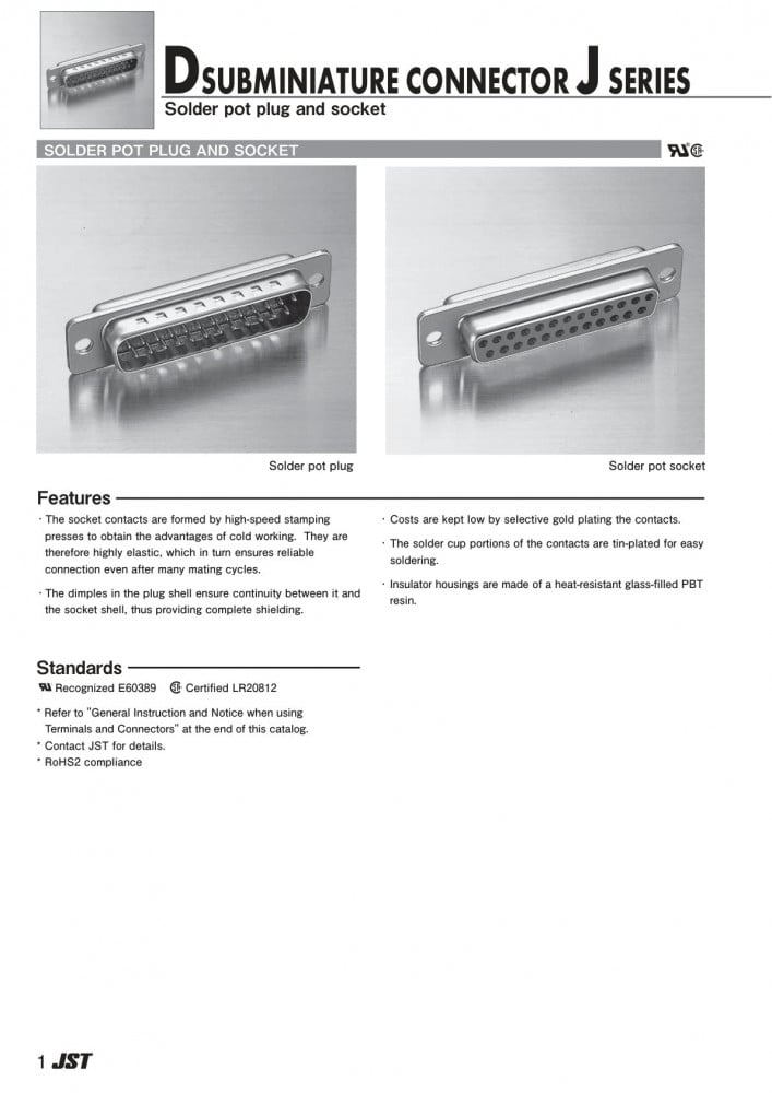 JST J Series catalog page 1
