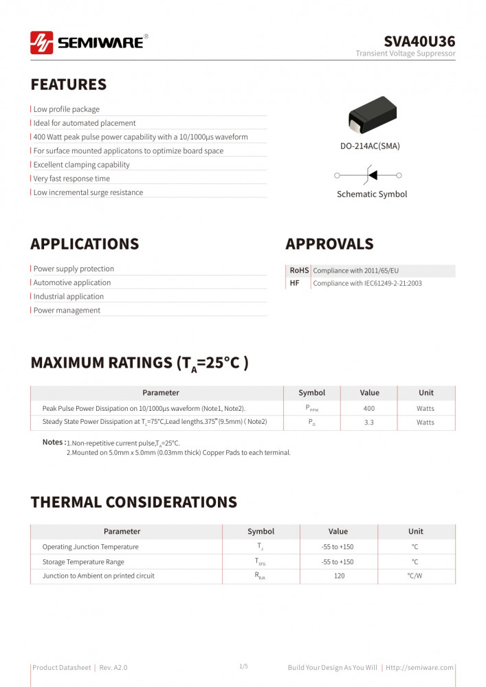 SVA40U36 datasheet page 1
