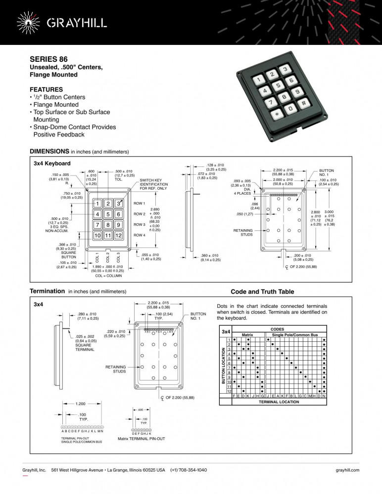 Grayhill 86 Series technical document page 1