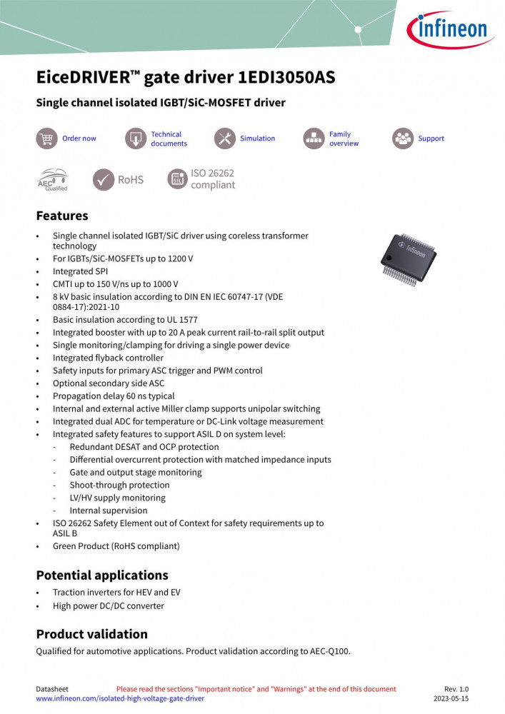 1EDI3050ASXUMA1 datasheet page 1