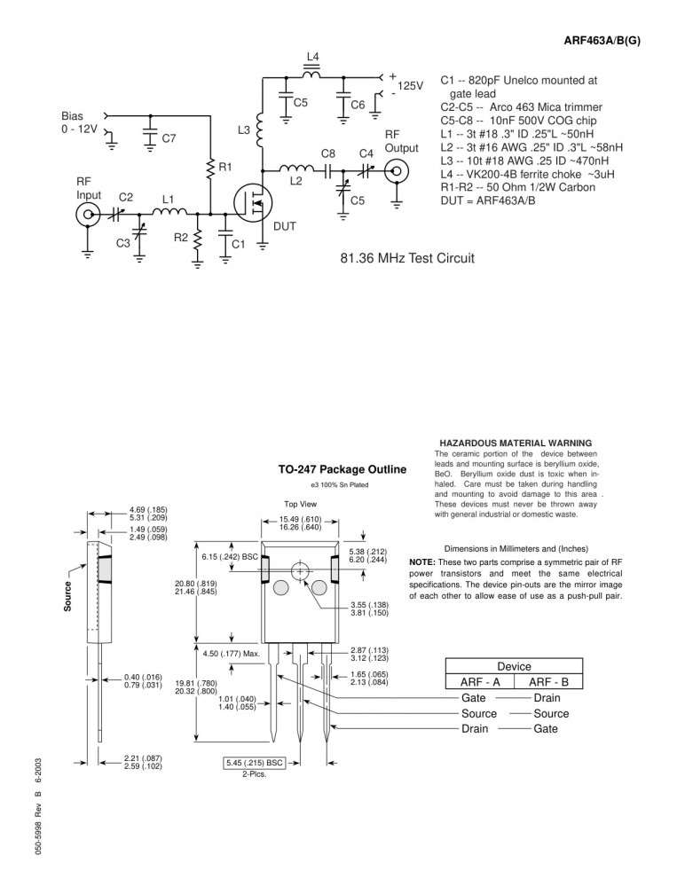 ARF463BG datasheet page 4