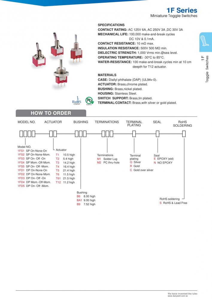 Dailywell 1F series datasheet page 1