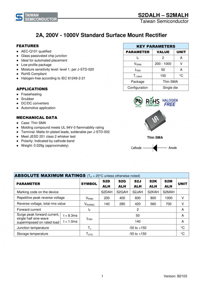 S2GALH datasheet page 1
