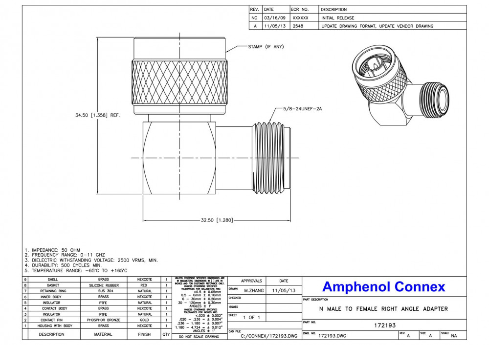 Amphenol 172193 technical drawing page