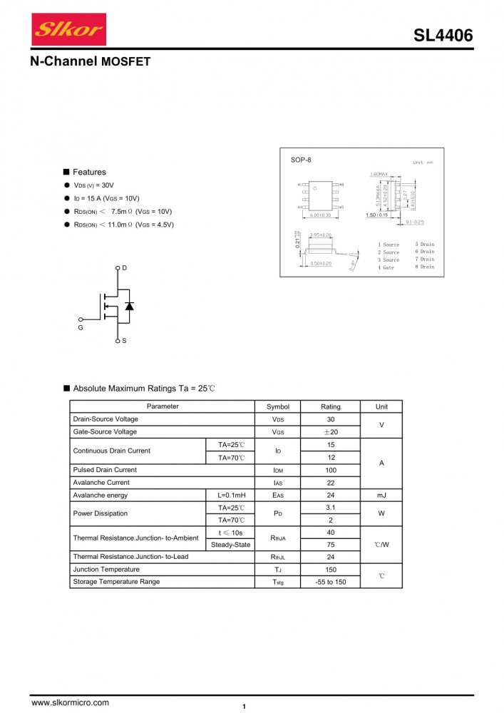 SL4406 datasheet page 1