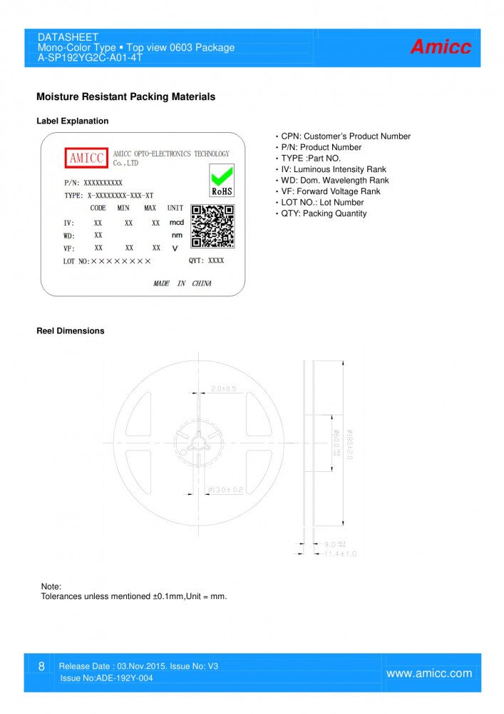A-SP192YG2C-A01-4T datasheet page 8