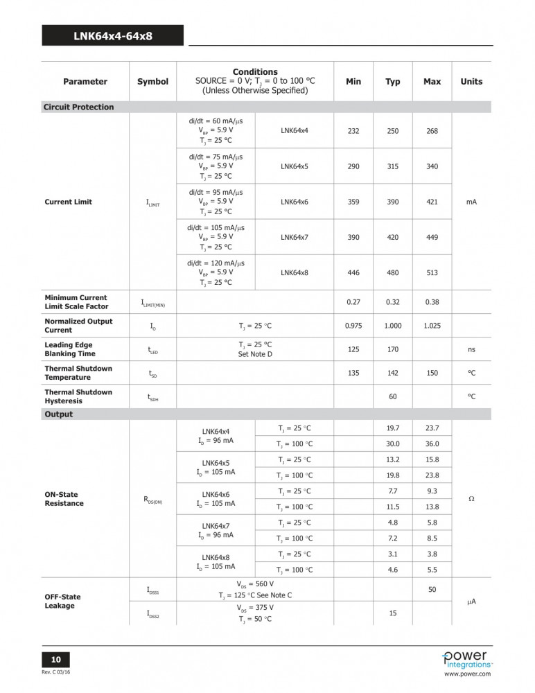 LNK6428E datasheet page 10