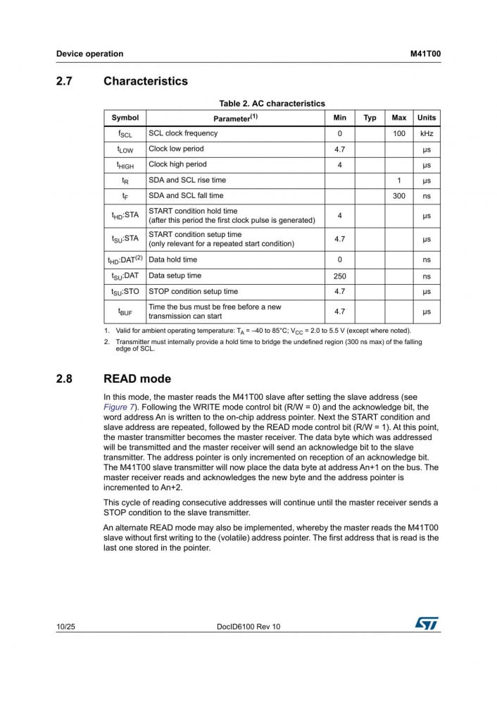 M41T00M6F datasheet page 10
