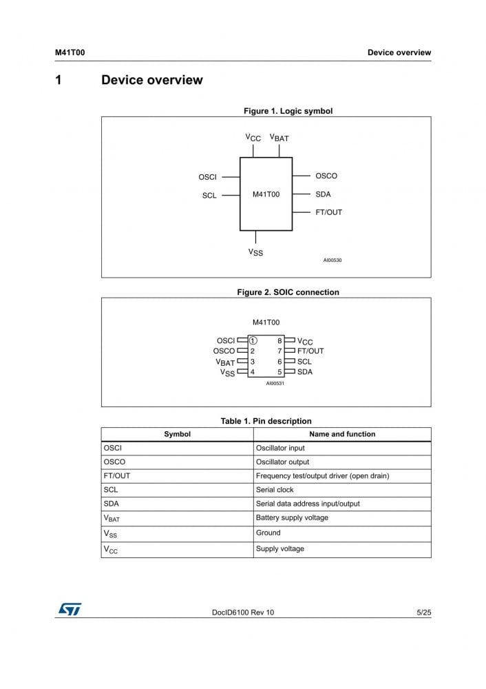 M41T00M6F datasheet page 5