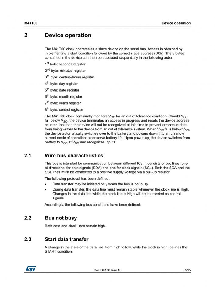 M41T00M6F datasheet page 7
