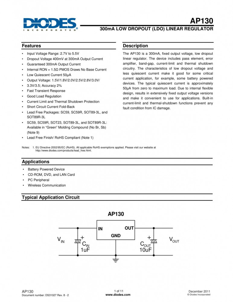 AP130 datasheet page 1