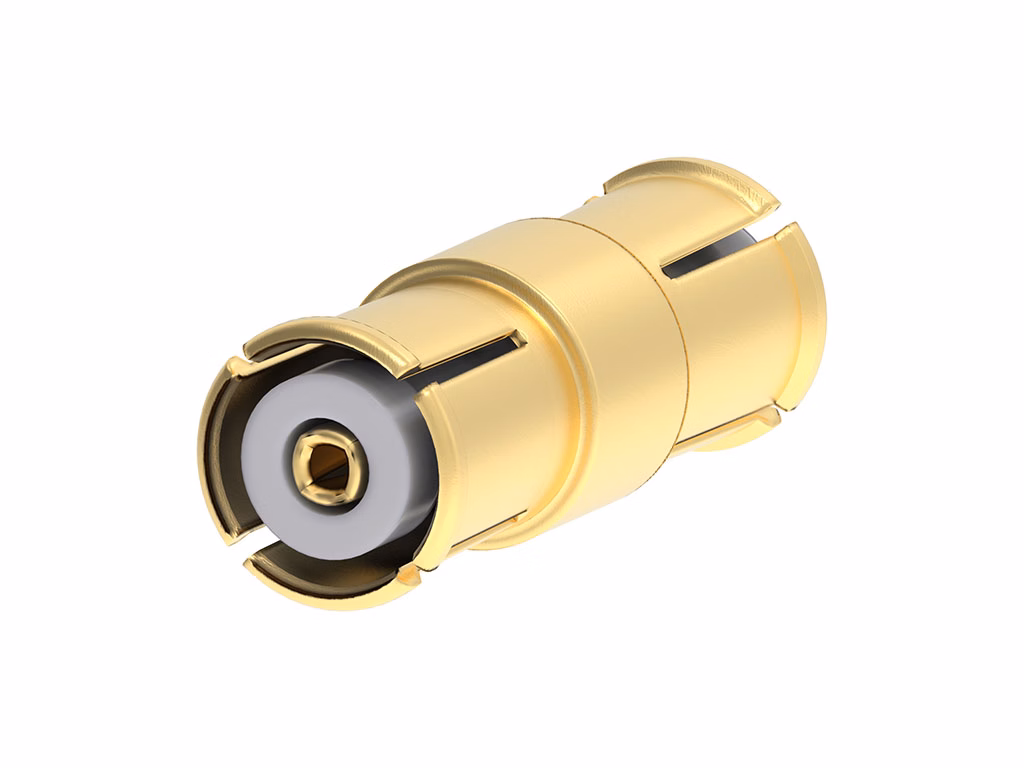 SMP-MAX Jack-to-SMP-MAX Jack Adapter, 45.15mm Length, Tri-Metal Plating, Tray, 50 Ohms