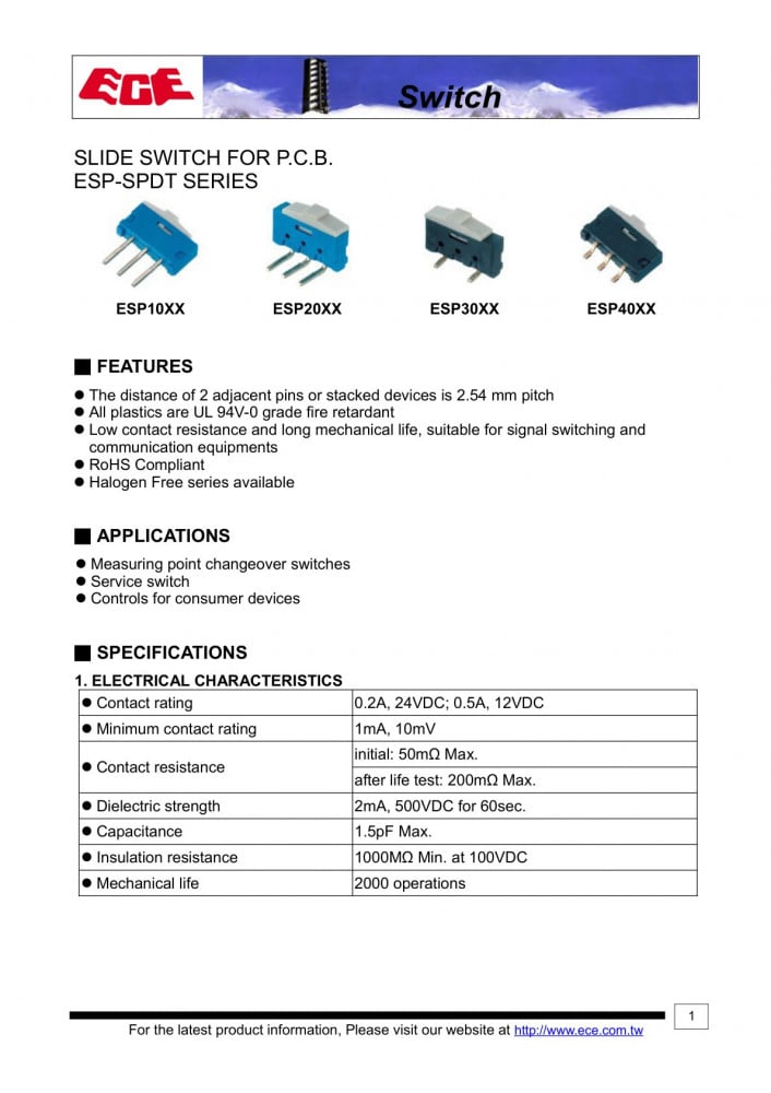 ECE ESP-SPDT series technical document page 1