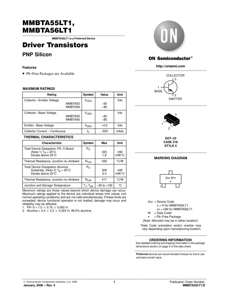 MMBTA56LT1 datasheet page 1