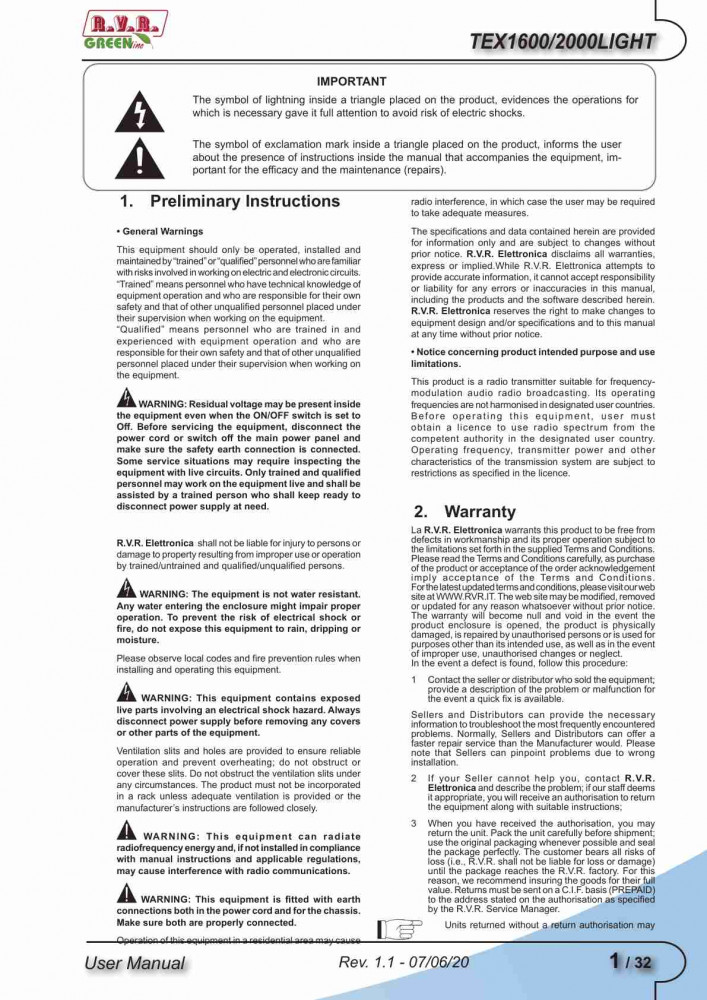 TEX2000LIGHT manual preview, page 7