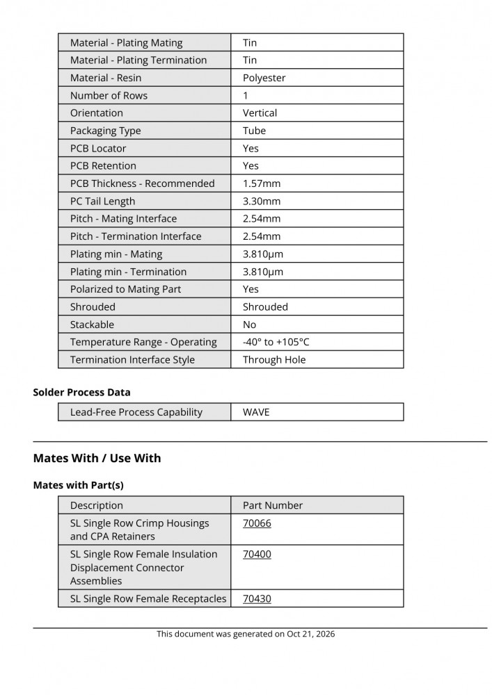 MOLEX 705450021 technical document image, page 3