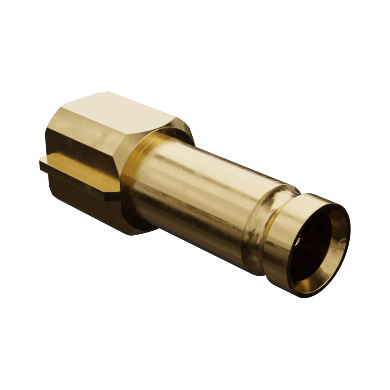 DIN 1.0/2.3 Jack, Straight, PCB Receptacle, Edge Mount, Brass Body, Gold (Au) Plated, Tray, 75 Ohms for sale