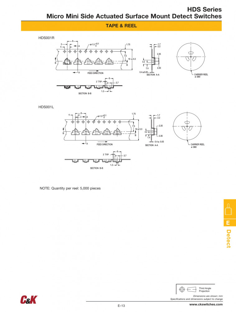 C&K HDS series datasheet page 2