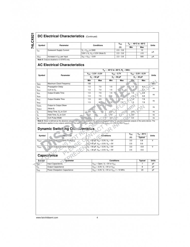 74LCX821 datasheet page 4