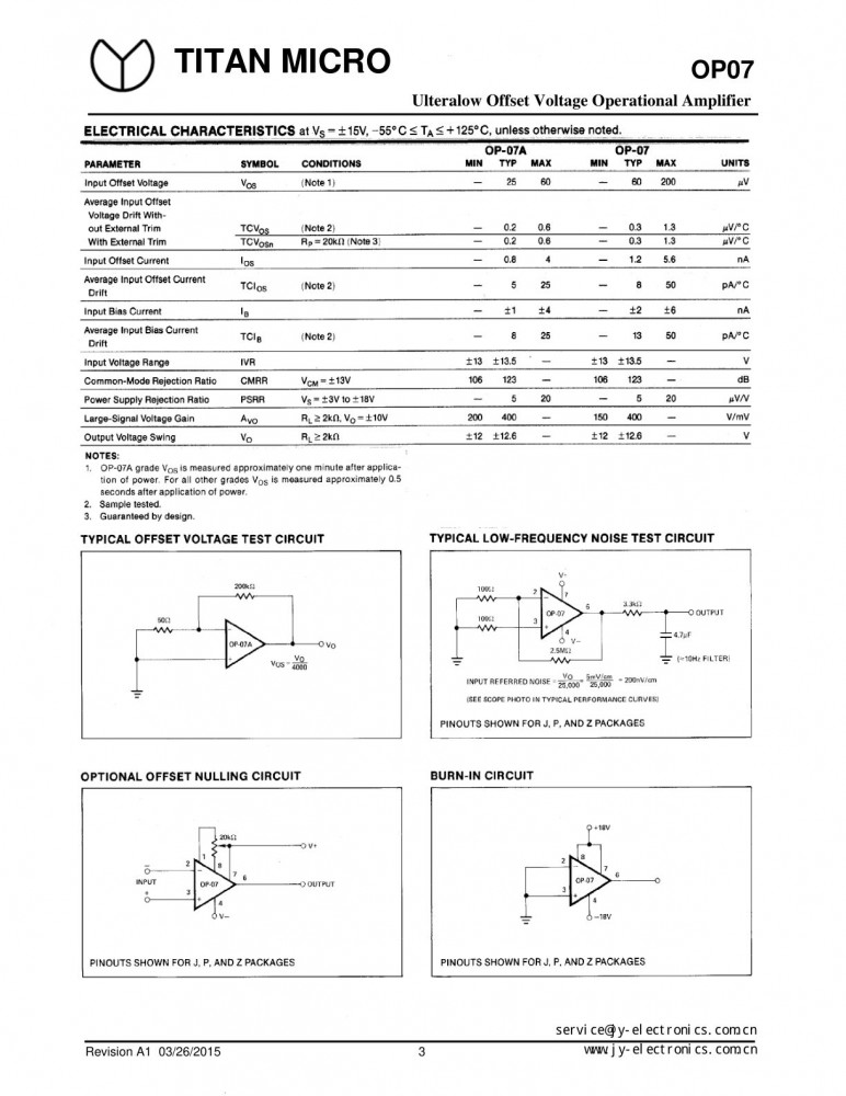 OP07CSX datasheet page 3