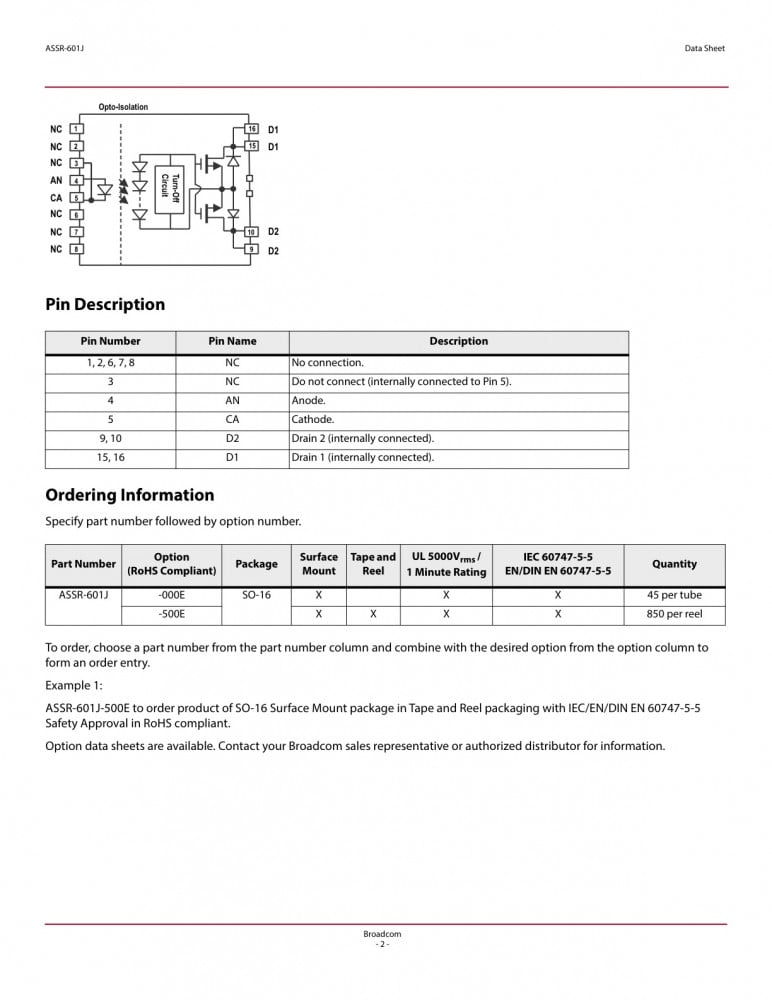 ASSR-601JV-500E datasheet page 2